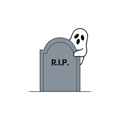Cute Ghost Peeking From Behind A Tombstone With Rip A Halloween Theme
