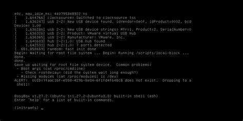 boot gave up waiting for root file system alert uuid does not