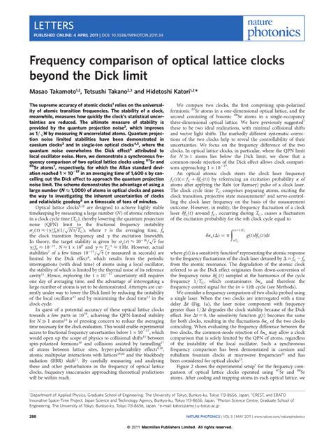 Pdf Frequency Comparison Of Optical Lattice Clocks Beyond The Dick Limit
