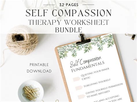 Self Compassion Worksheet Bundle Self Esteem And Perfectionism Pdf Etsy