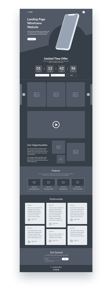 Landing Page Wireframe 10 Light And Dark Theme Landing Page Wireframe 10 Light And Dark Theme
