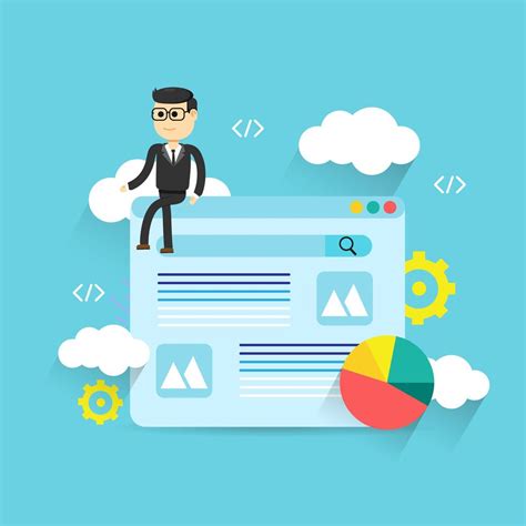 Flat Illustration Web Analytics Design With Man Sitting On Web Page 686008 Vector Art At Vecteezy