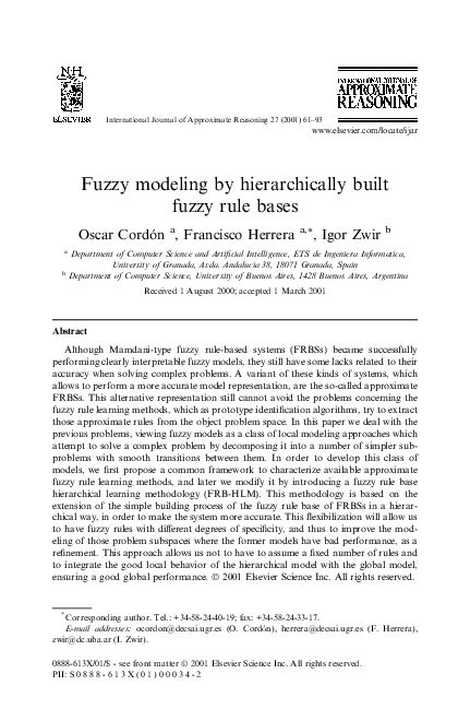 pdf fuzzy modeling by hierarchically built fuzzy rule bases