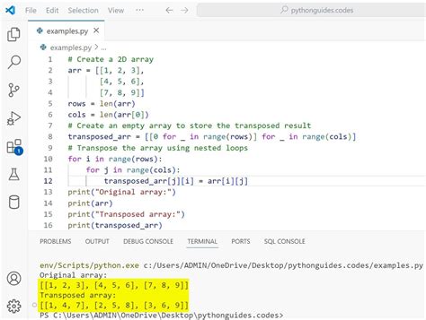 how to transpose an array in python