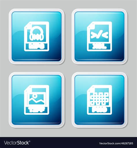 Set Line Mp3 File Document Xsl Tiff And Png Icon Vector Image