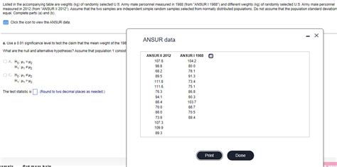 Solved Listed In The Accompanying Table Are Weights Kg Of