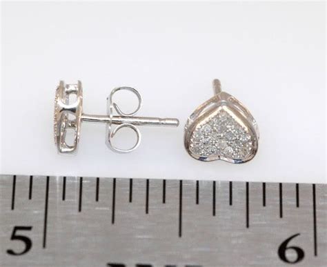 10k White Gold Heart Diamond Earrings 15ct Ajwatches