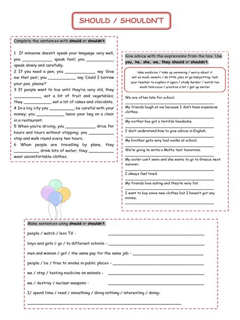 Should Shouldnt Grammar Drills Tests Warmers Coolers 17177 Pdf