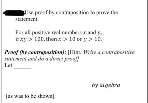 solved use proof by contraposition to prove the statement