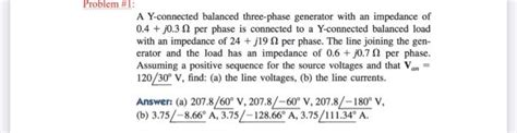 Solved Problem 1 A Y Connected Balanced Three Phase
