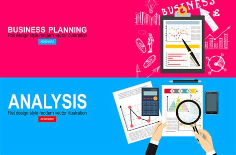 비즈니스 분석 및 계획 재무 전략 컨설팅 프로젝트 관리 및 개발을위한 평면 디자인 일러스트 개념 성공적인 비즈니스를 구축하는