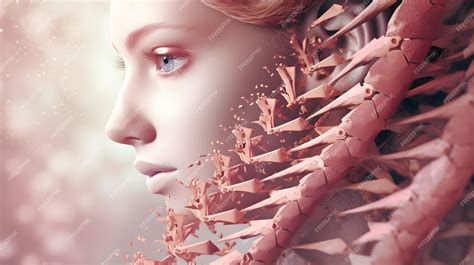 Premium Ai Image Portrait Of Sensual Woman Among Dna Structure Chains Beauty Dna Modification