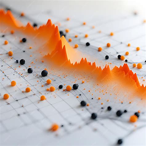 A 3d Rendering Of A Graph With Orange Representing Nodes Connected By Orange Lines Premium Ai