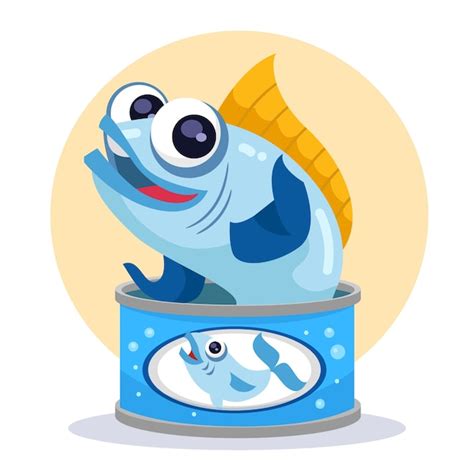 Free Vector Hand Drawn Tuna Cartoon Illustration
