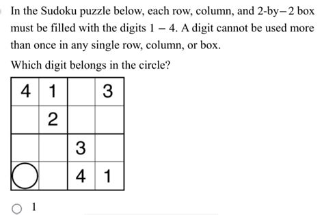 Solved In The Sudoku Puzzle Below Each Row Column And 2 By 2 Box