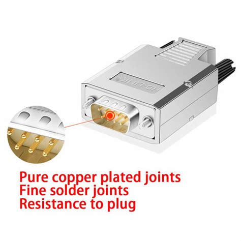 Getuscart Anmbest 2pcs Db9 Breakout Connector Solderfree Metal Shell Rs232 D Sub Serial To 9