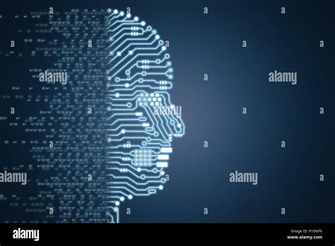 D Rendering Robot With Ai Circuit Brain And Binary Code Stock Photo Alamy