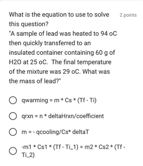 Solved What Is The Equation To Use To Solve Poi This Chegg