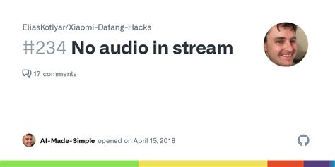No Audio In Stream Issue EliasKotlyar Xiaomi Dafang Hacks GitHub