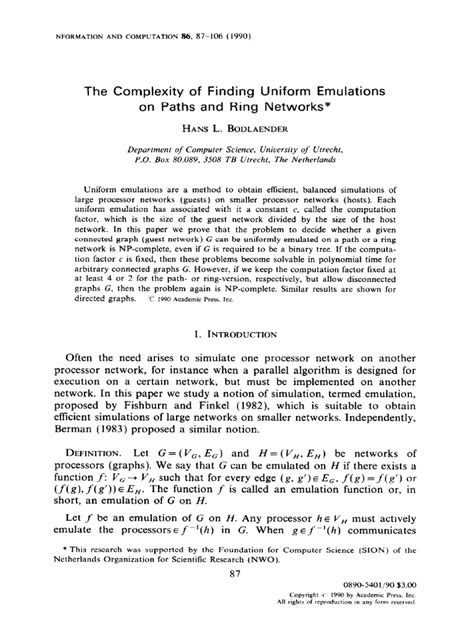 The Complexity Of Finding Uniform Emulations On Pat 1990