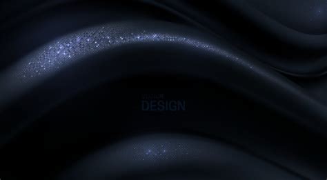 Black Curvy Wave Shape With Golden Glitters Vector Image