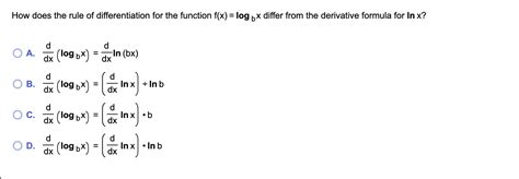 Solved State The Rule Of Differentiation For The Logarithmic Chegg Com