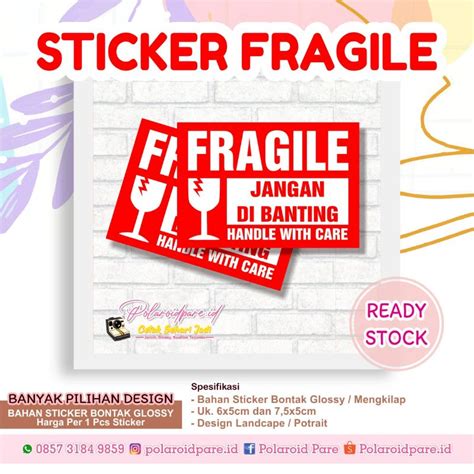 Jual Stiker Label Fragile Handle With Care Lucu Stiker Pengiriman Fragile Label Olshop Custom