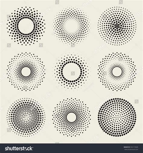 Set Nine Vector Radial Gradient Halftone Stock Vector Royalty Free 352113320