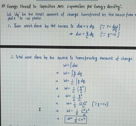 Energy Stored In Capacitor And Expression For Energy Density Let αq