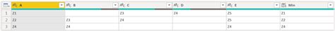 min value of multiple columns by a calculated colu microsoft