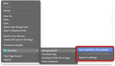 How To Disable Autofill And Autosave NordPass
