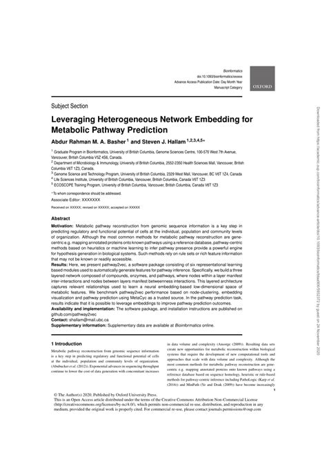Pdf Leveraging Heterogeneous Network Embedding For Metabolic Pathway