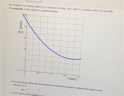 solved the height of a moving object is a function of time