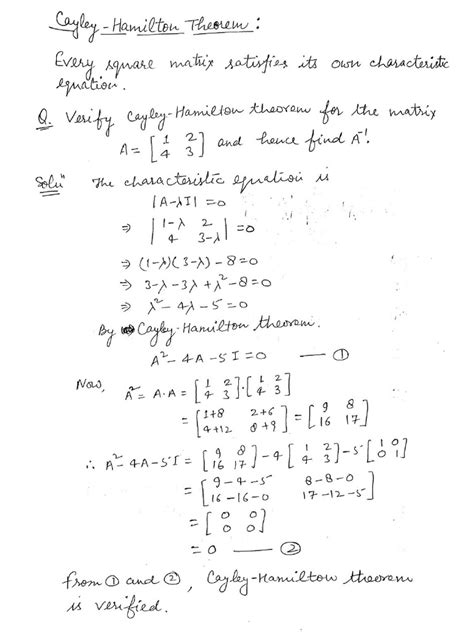 Cayley Hamilton Theorem Pdf