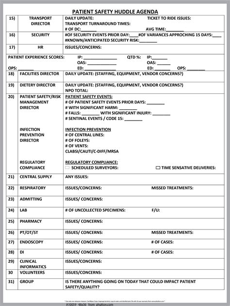 Safety Huddle Template