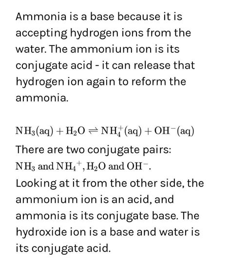 Ammonium Ion Isaa Conjugate Acidba Conjugate Basecneither An Acid