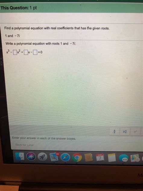 Solved This Question Pt Find A Polynomial Equation With Chegg Com