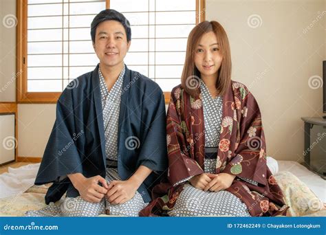 Couple In Love Wearing Tradditional Yukata Stock Image Image Of