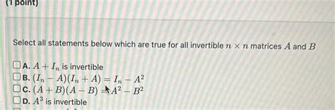 [answered] 1 point select all statements below which are true for all