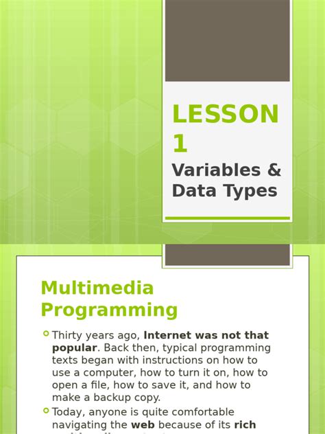 Lesson 5 Introduction To Programming Part 1 Pdf Data Type Boolean Data Type