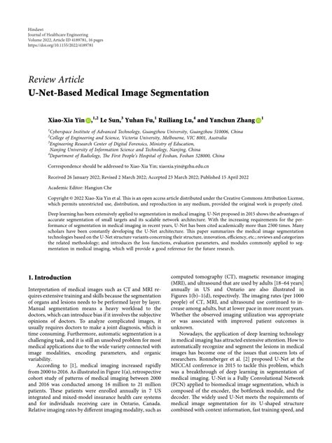 Pdf U Net Based Medical Image Segmentation
