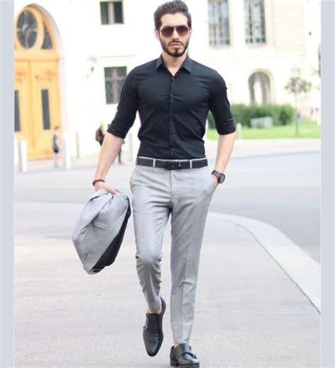 Black Shirt Grey Pants For Men