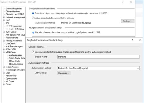 switching legacy type authentication in vpn check point checkmates