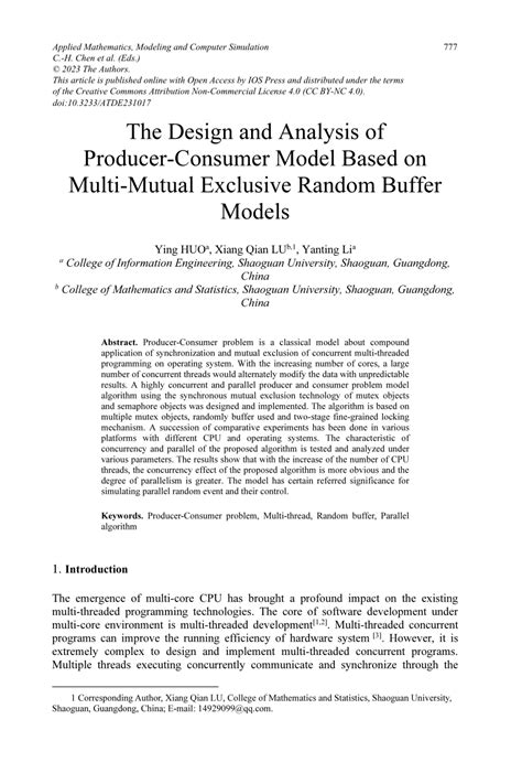 Pdf The Design And Analysis Of Producer Consumer Model Based On Multi