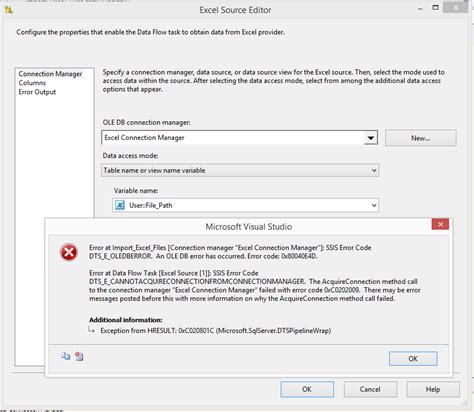 Sql Server Foreach Container To Loop Through Multiple Excel File To Load Stack Overflow