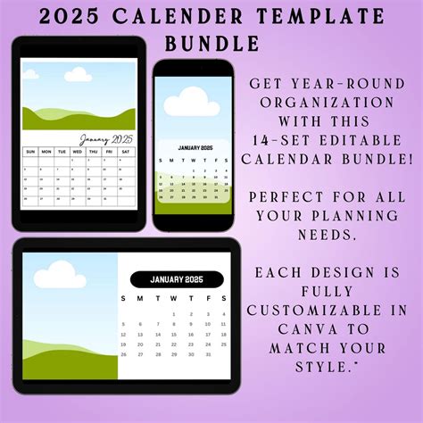 Editable 2025 Calendar Templates Fully Editable For Free In Canva 14
