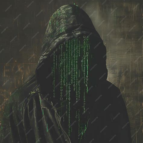 Hooded hacker in front of a binary code background Hacking concept | Premium AI-generated image