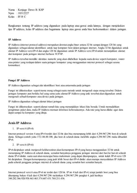 Ip Address Subnetting Routing Makalah Jarkom Pdf