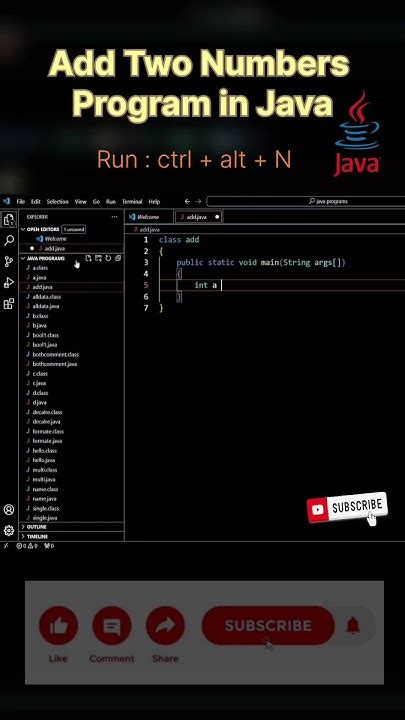 program of add two numbers in java shorts youtube ytshorts