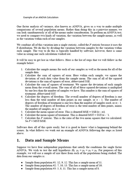 Example Of An Anova Calculation Pdf